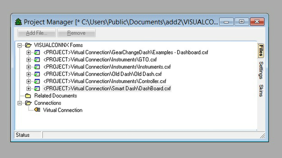 VISUALCONNX Creating a project | add2